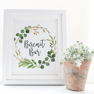 Biscuit Bar Sign - Baby Shower Food Sign - Greenery Baby Shower Decor ...