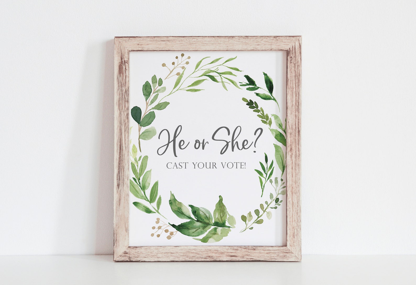 Cast Your Vote Gender Reveal Sign - He or She Printable Sign - Green ...