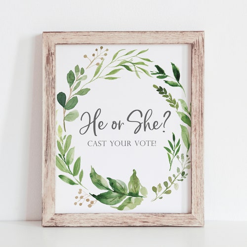 Cast Your Vote Gender Reveal Sign He or She Printable Sign - Etsy