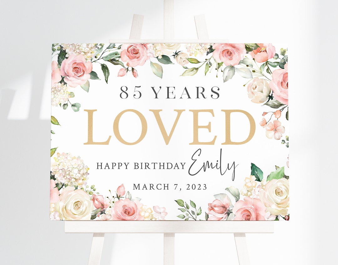Pink Floral Birthday Party Welcome Sign - Printable Milestone Birthday ...