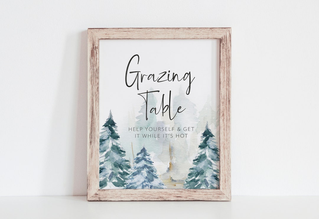Grazing Table Sign - Charcuterie Sign - Winter Woodland Wedding Decor ...