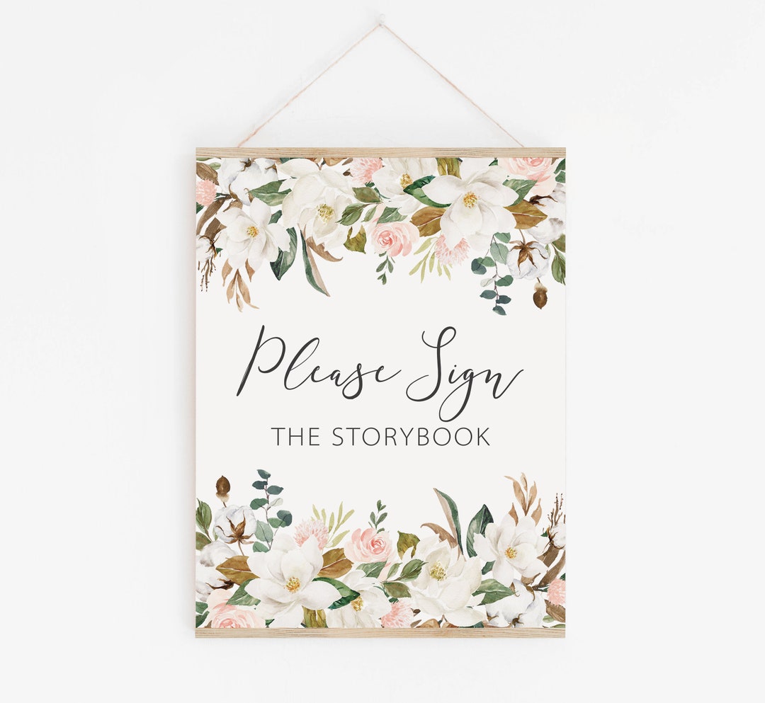 Storybook Baby Shower Guest Book Sign - Please Sign the Storybook ...