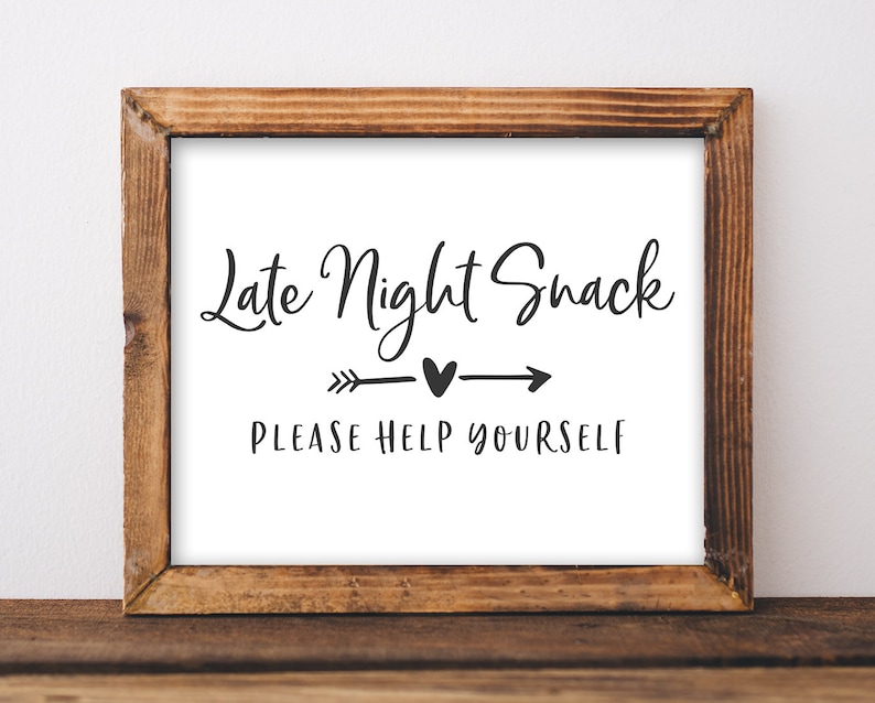 Late Night Snack Sign Late Night Snack Printable Black and - Etsy