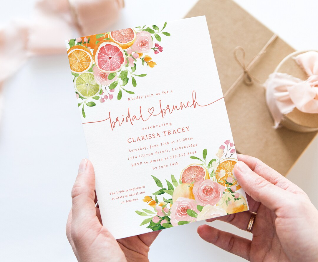 Citrus Themed Bridal Brunch Printable Invitation - Summer Fruit Theme ...