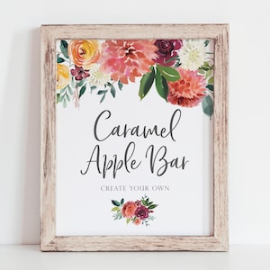 Caramel Apple Bar Sign - Fall Party Food Bar Signage - Autumn Party ...