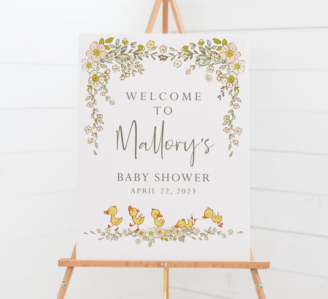 Duckling Baby Shower Welcome Sign - Printable Welcome Poster - Duck ...