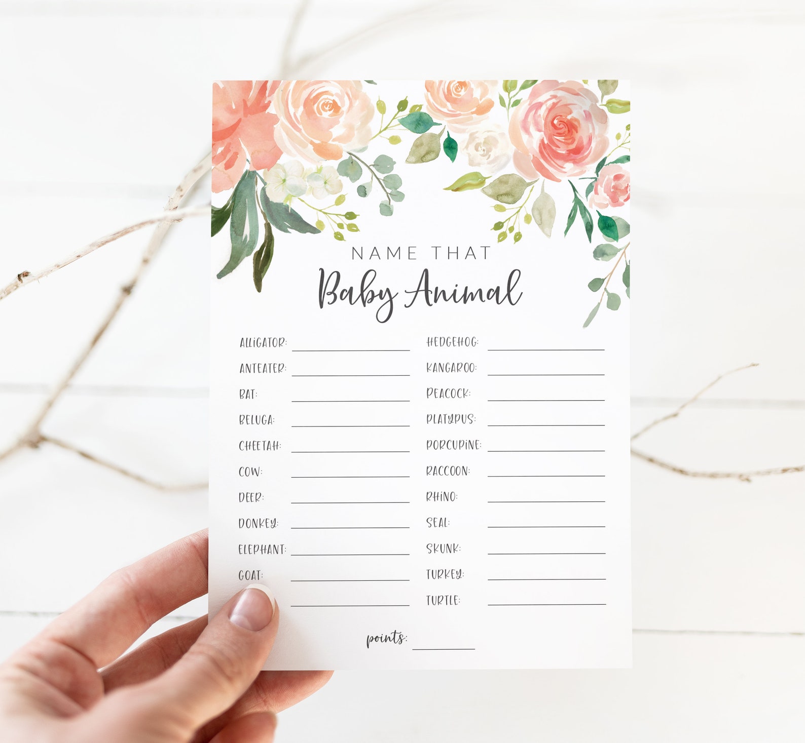 Baby Animal Baby Shower Game Name the Baby Animal Game - Etsy