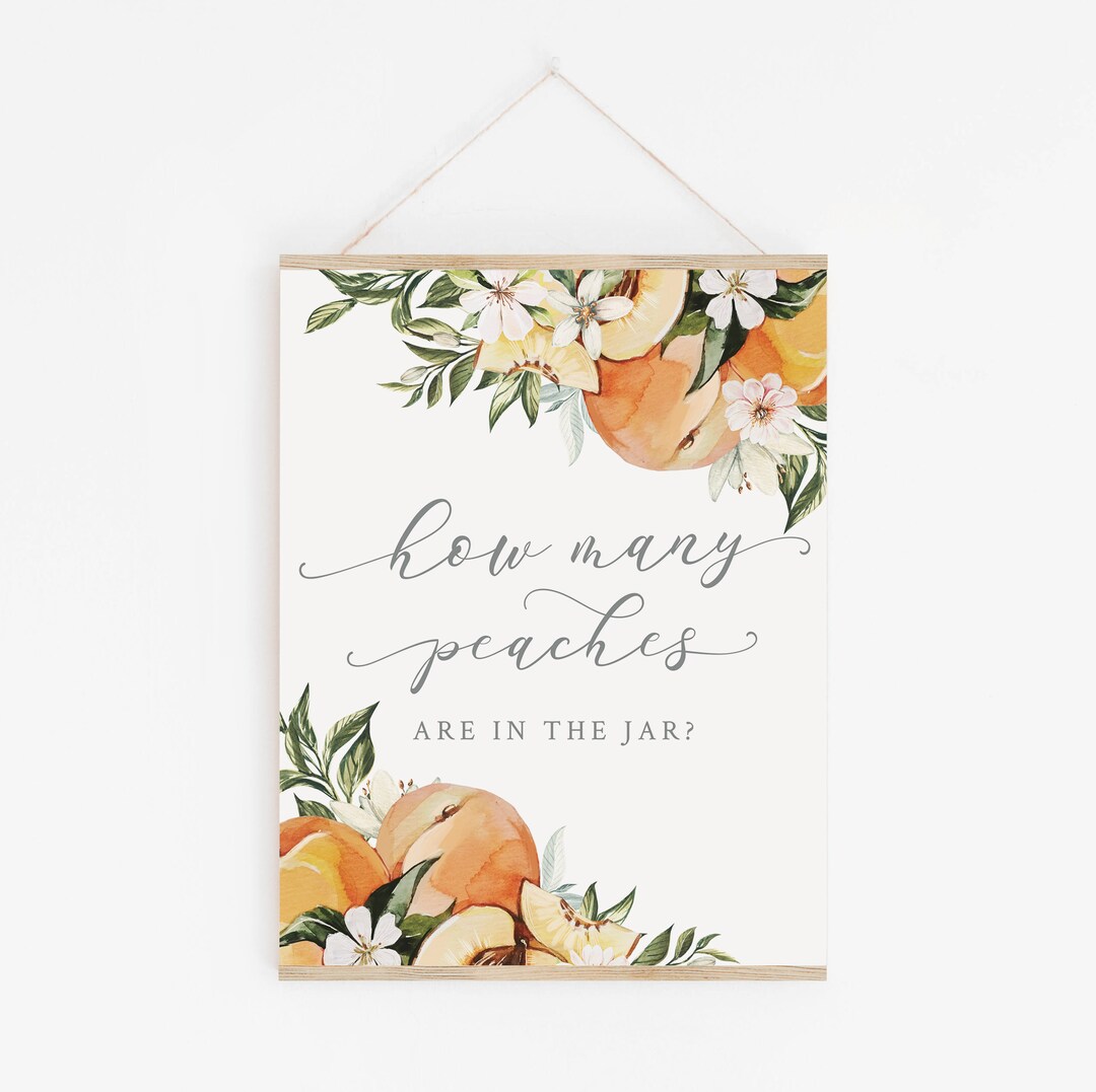 Peach Candy Guessing Game Sign and Guess Cards - Peach Themed Bridal ...