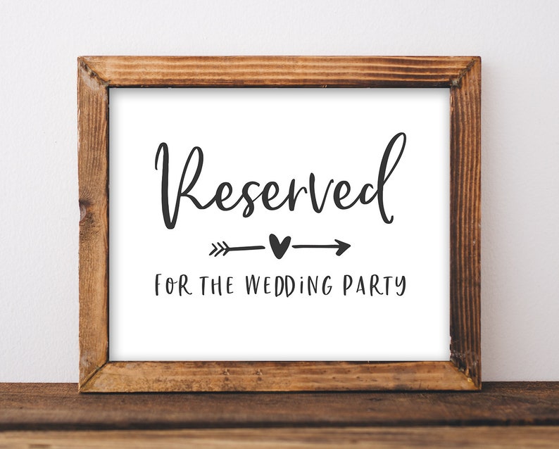 Reserved for Wedding Party Sign Wedding Reserved Seating - Etsy