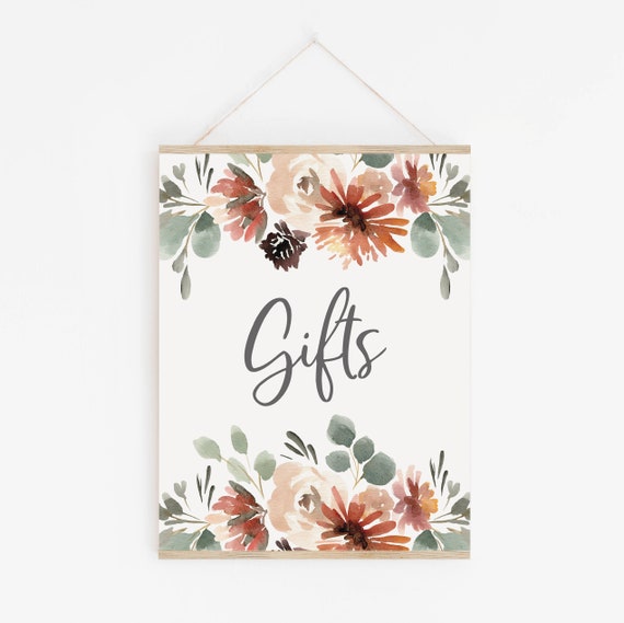 Gift Station Sign Gifts Printable Floral Party Sign | Etsy