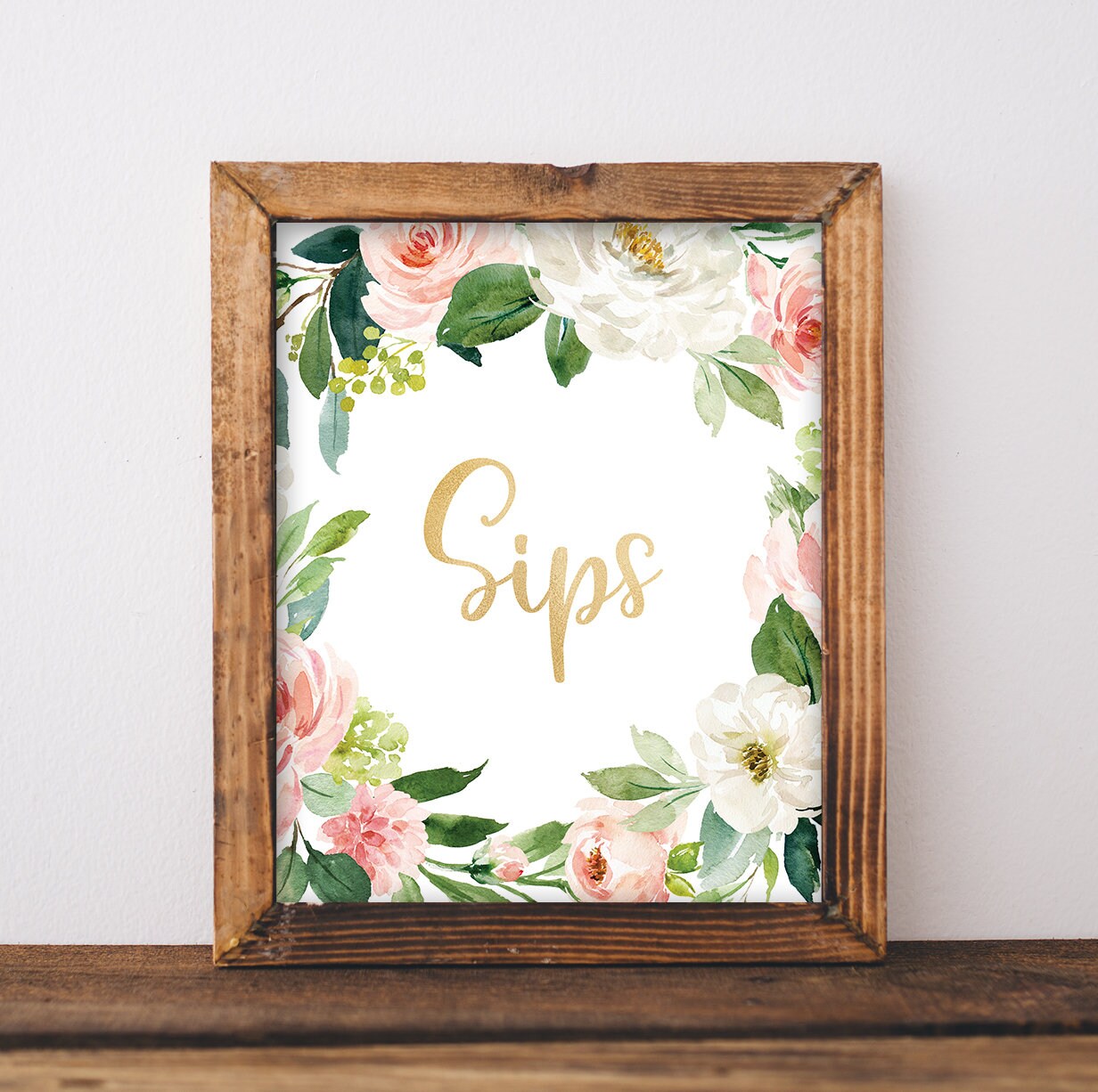 Sips Sign Drink Station Sign Floral Baby Shower Decor - Etsy