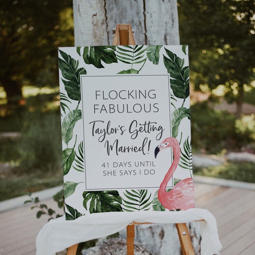 Flamingo Palm Leaf Ring Banner Tropical Bachelorette Party - Etsy