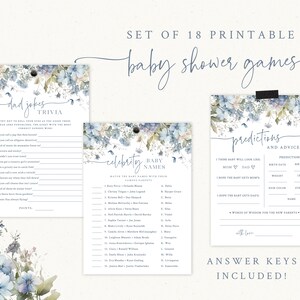 Blue Baby Shower Games Bundle - Set of 18 Printable Baby Shower Games ...