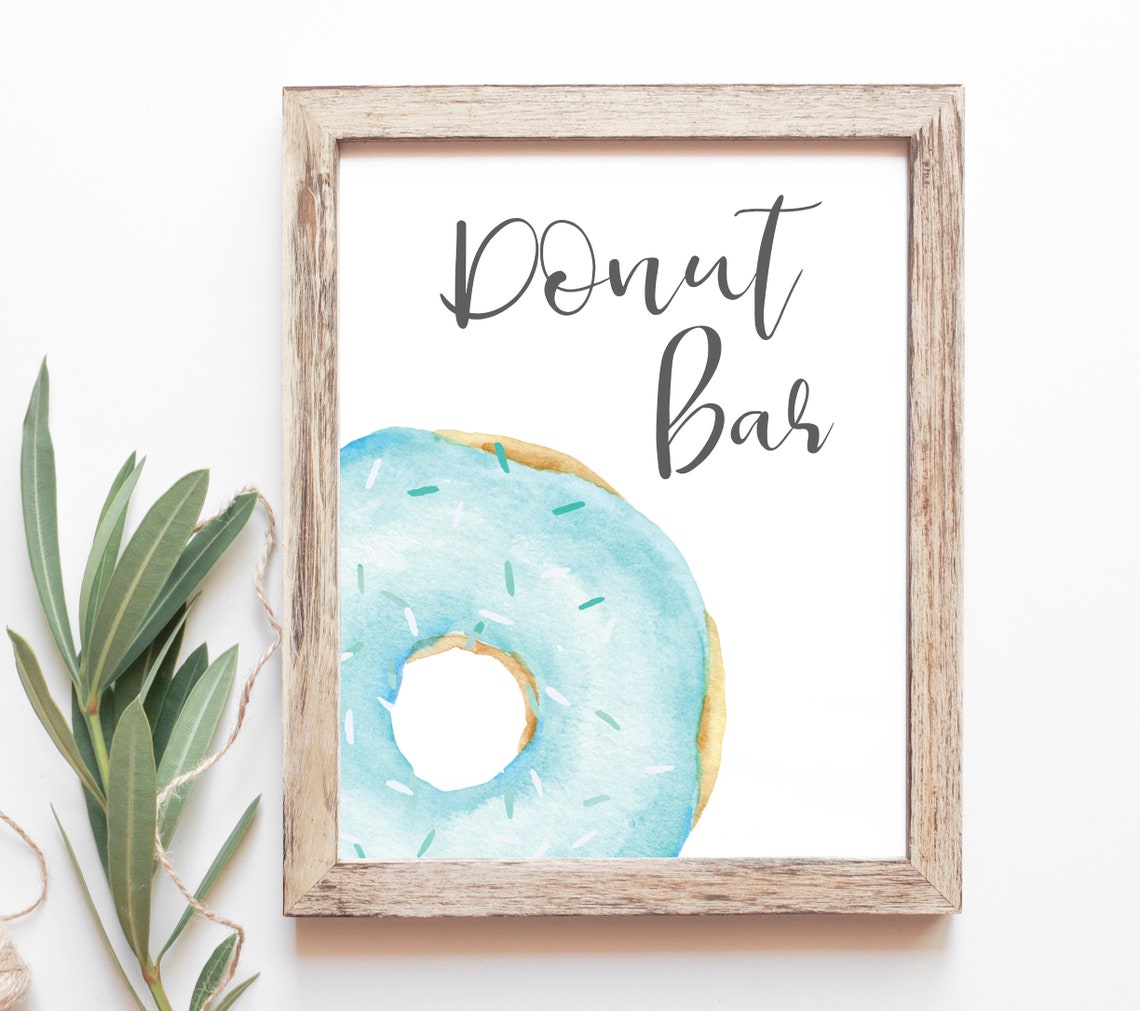 Donut Bar Sign - Donut Bar Printable - Blue Donut Sign - Blue Donut ...