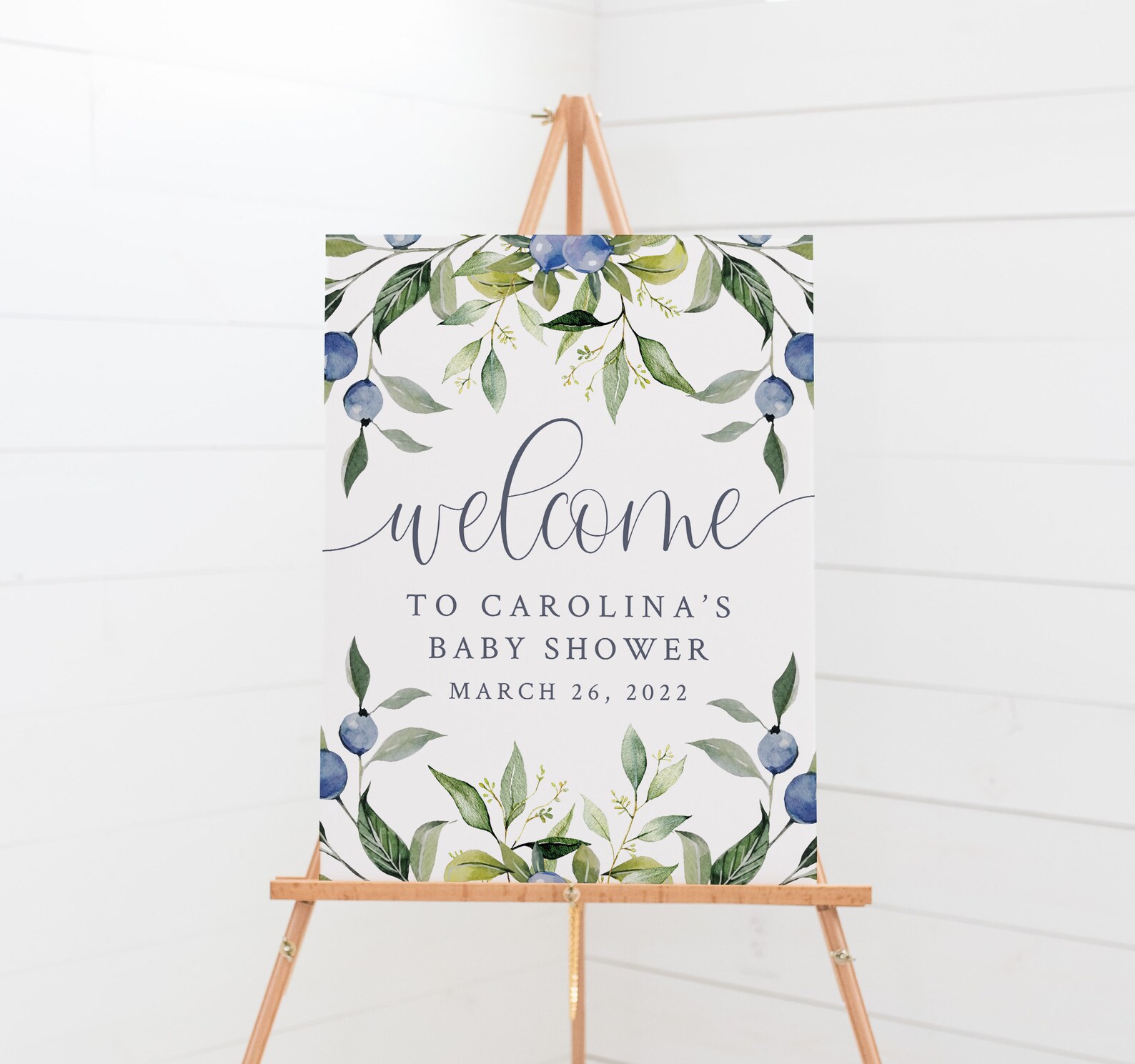 Blueberry Baby Shower Welcome Sign Printable Blue Boys Baby - Etsy
