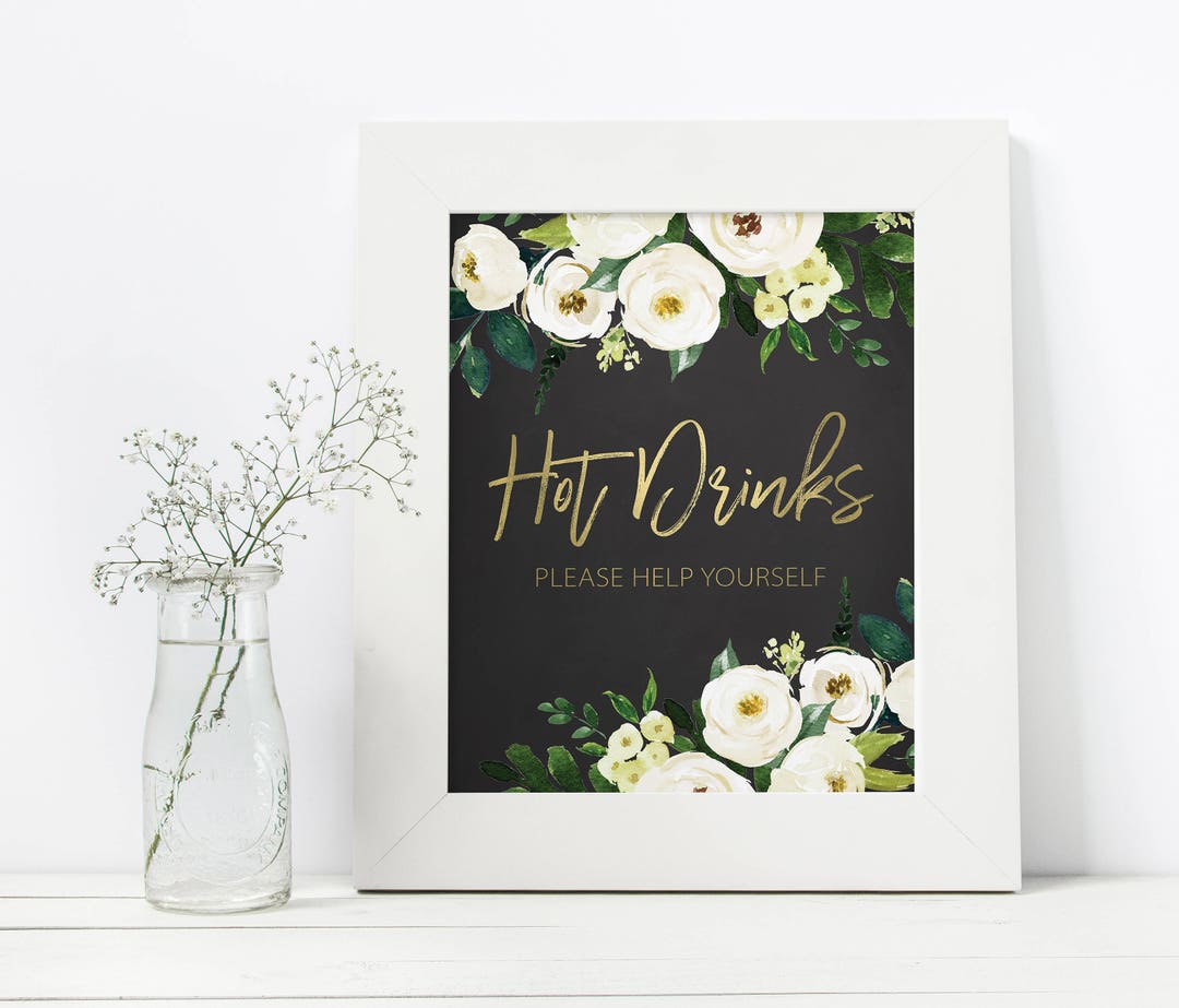 Coffee and Tea Station Sign - Hot Drinks Printable Sign - Hot Drinks ...