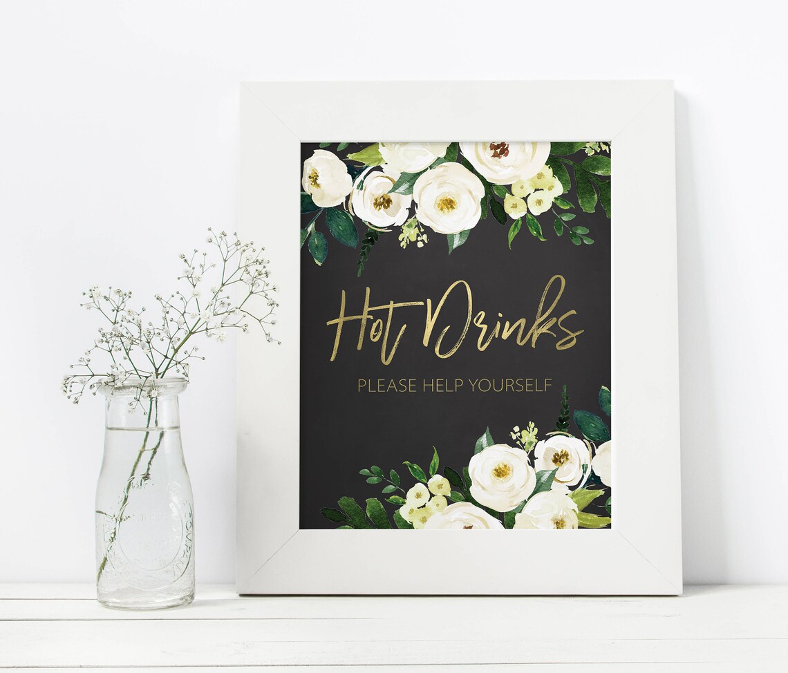 Coffee and Tea Station Sign Hot Drinks Printable Sign Hot - Etsy