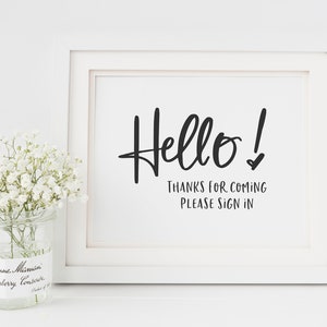 Thanks for Coming, Please Sign in - Party Welcome Sign - Guest Book ...