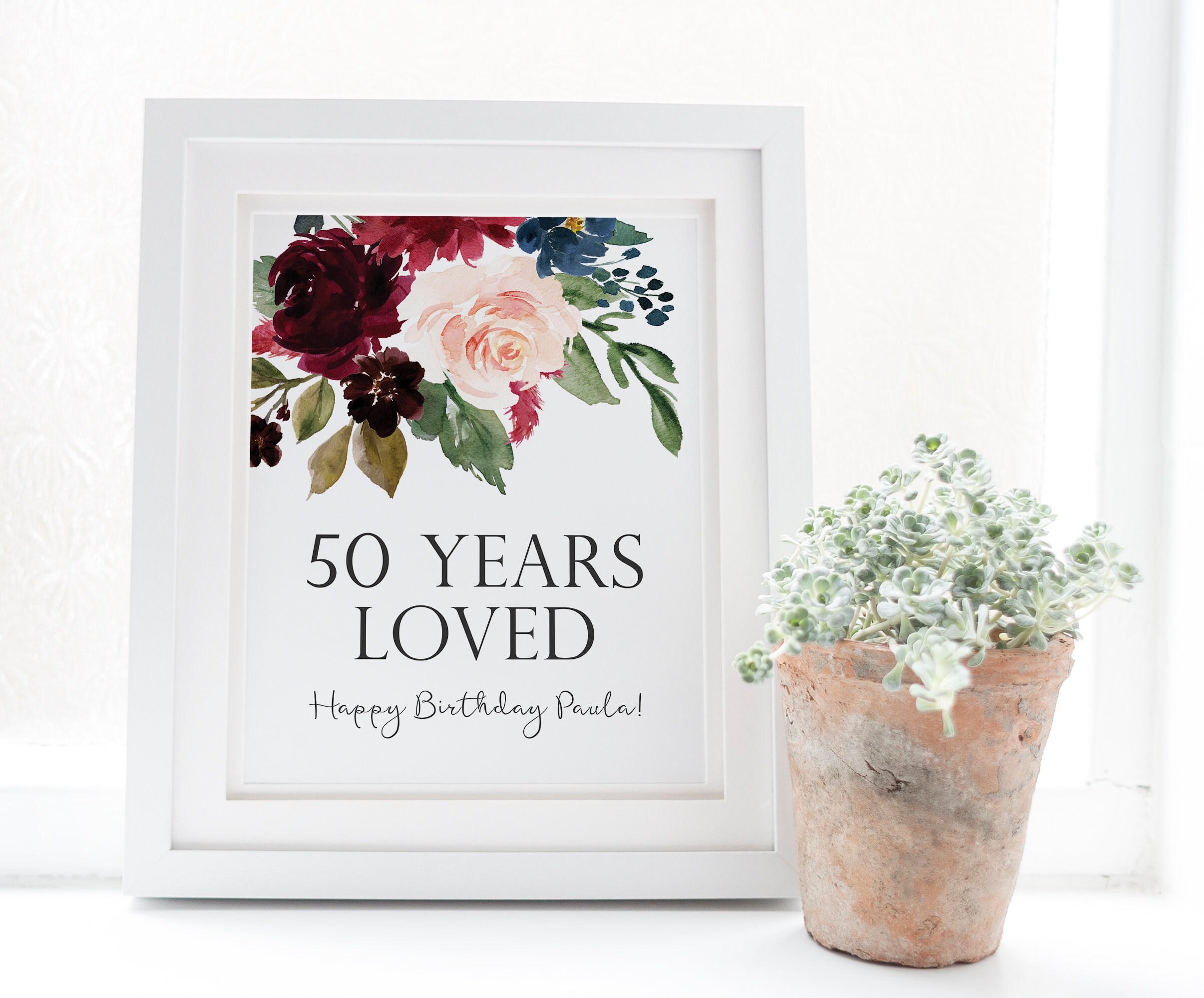 50 Years Loved Sign 50th Birthday Sign 50 Birthday Party - Etsy