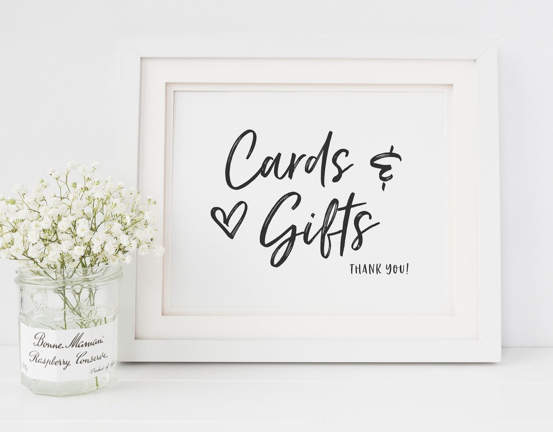 Cards and Gifts Sign - Gift Table Printable - Gift Station Sign - Black ...