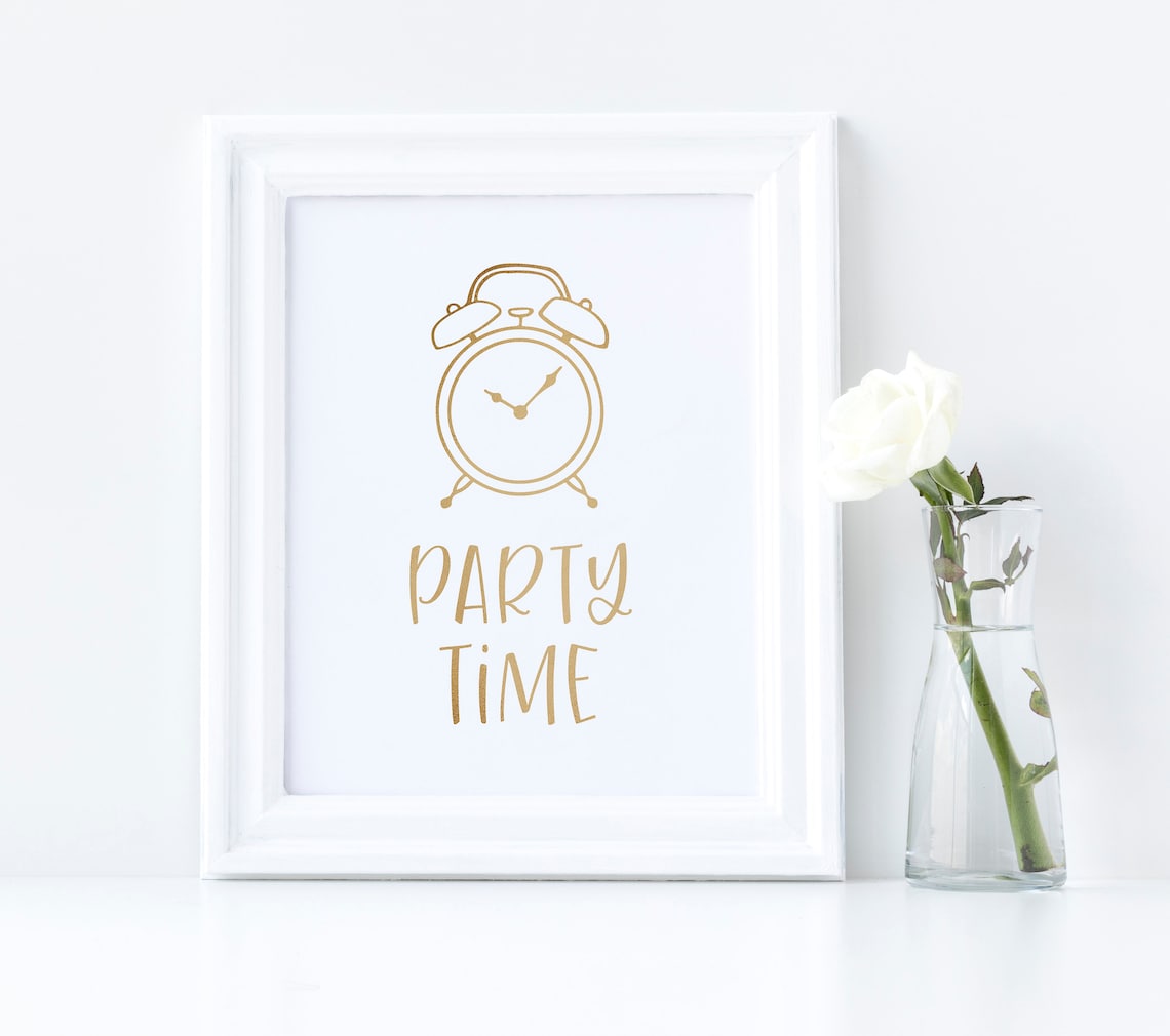 Party Time Sign Gold Party Decor Printable Signage New - Etsy