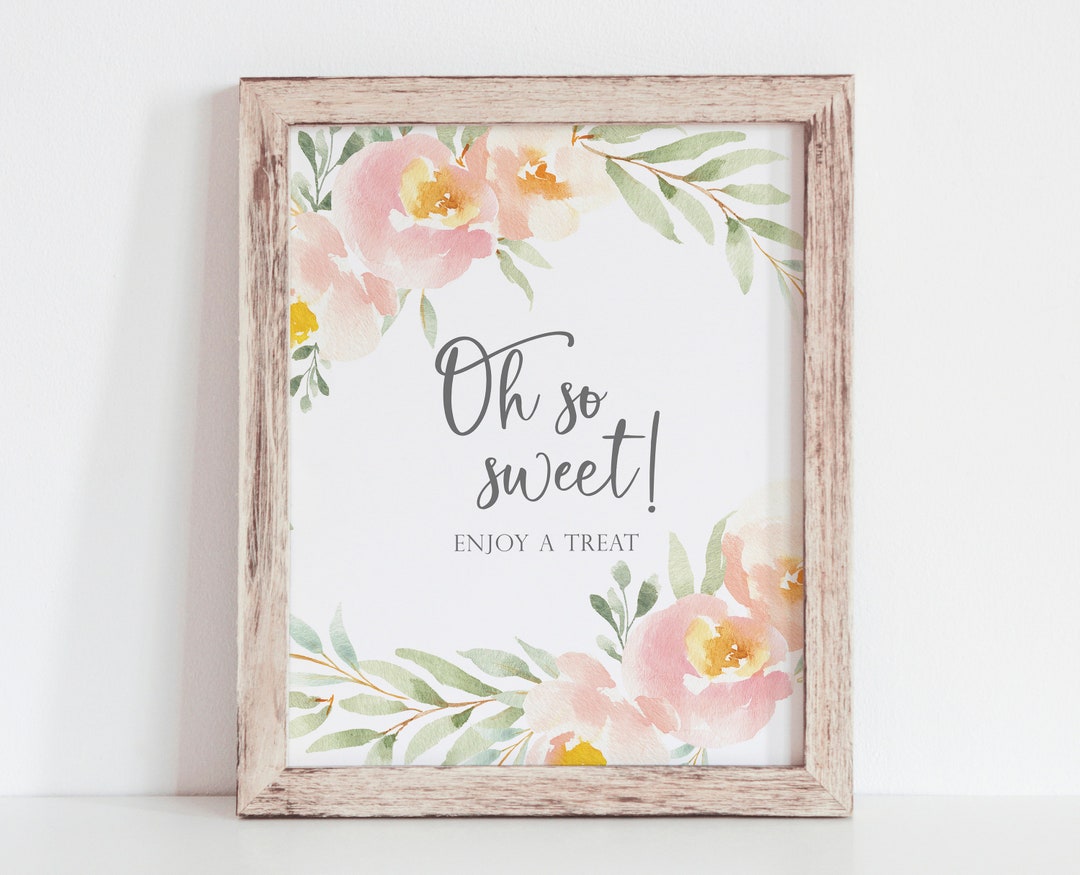Oh so Sweet Sign - Enjoy a Treat Printable - Peach Baby Shower ...