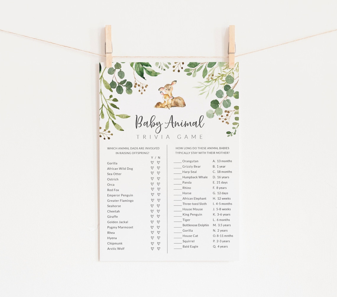 Set of 12 Printable Baby Shower Games - Deer Baby Shower Activities ...