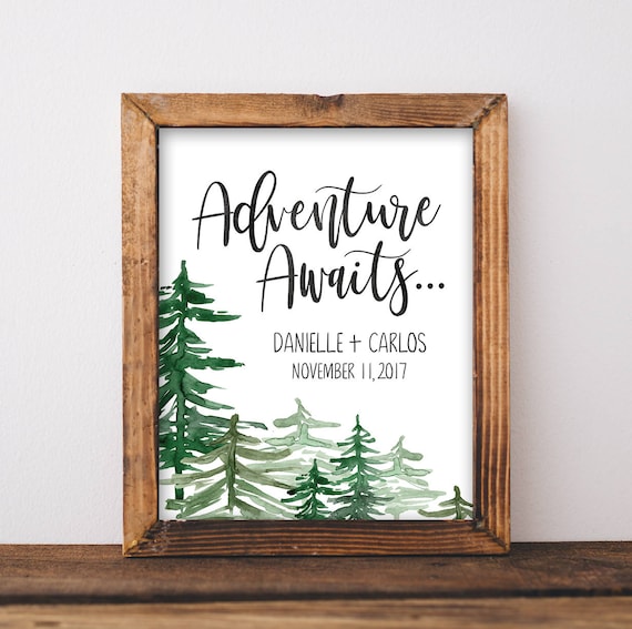 Adventure Awaits Sign Adventure Wedding Sign Custom | Etsy