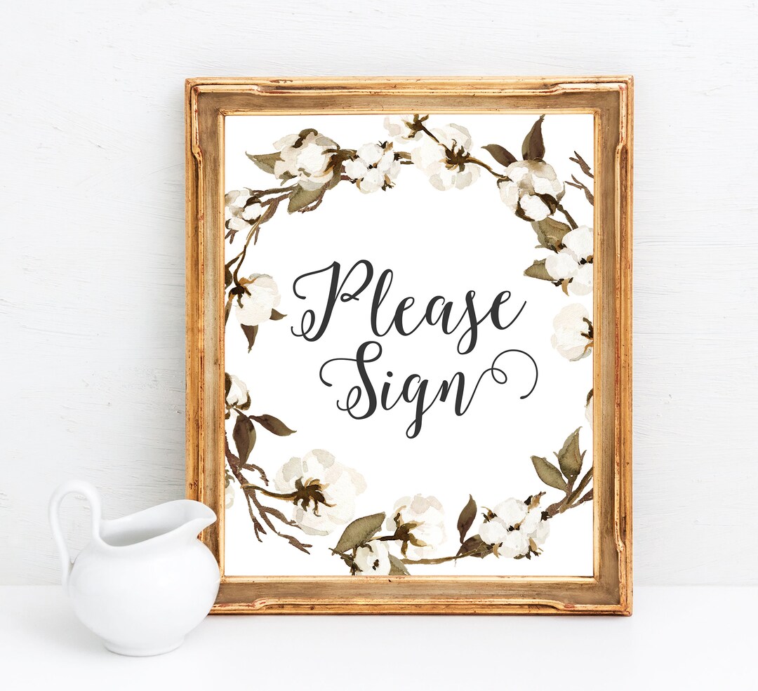 Please Sign Printable - Please Sign Our Guestbook Sign - Rustic Fall ...