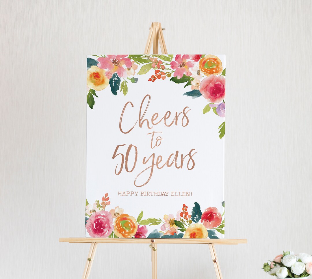 Cheers to 50 Years Sign - 50th Birthday Decorations - Custom Adult ...