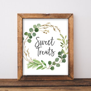 Sweet Treats Printable Sign - Greenery Baby Shower Decor - Sweets Table ...