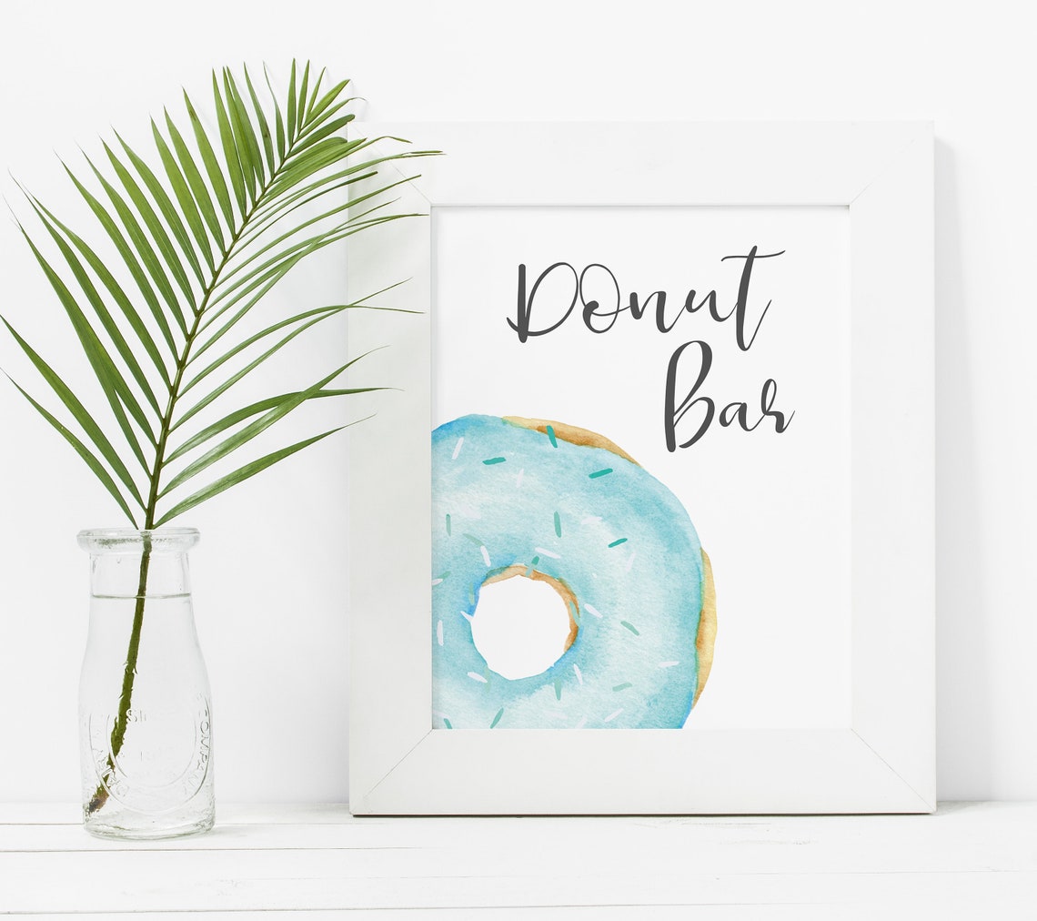 Donut Bar Sign - Donut Bar Printable - Blue Donut Sign - Blue Donut ...