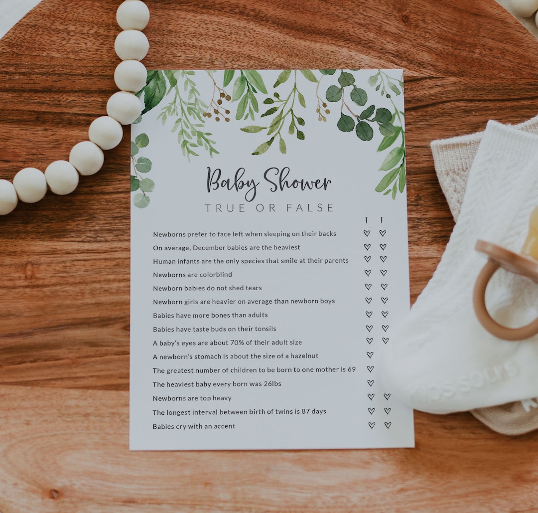 Baby True or False Game - Baby Shower Quiz - Baby Facts Quiz - Gender ...