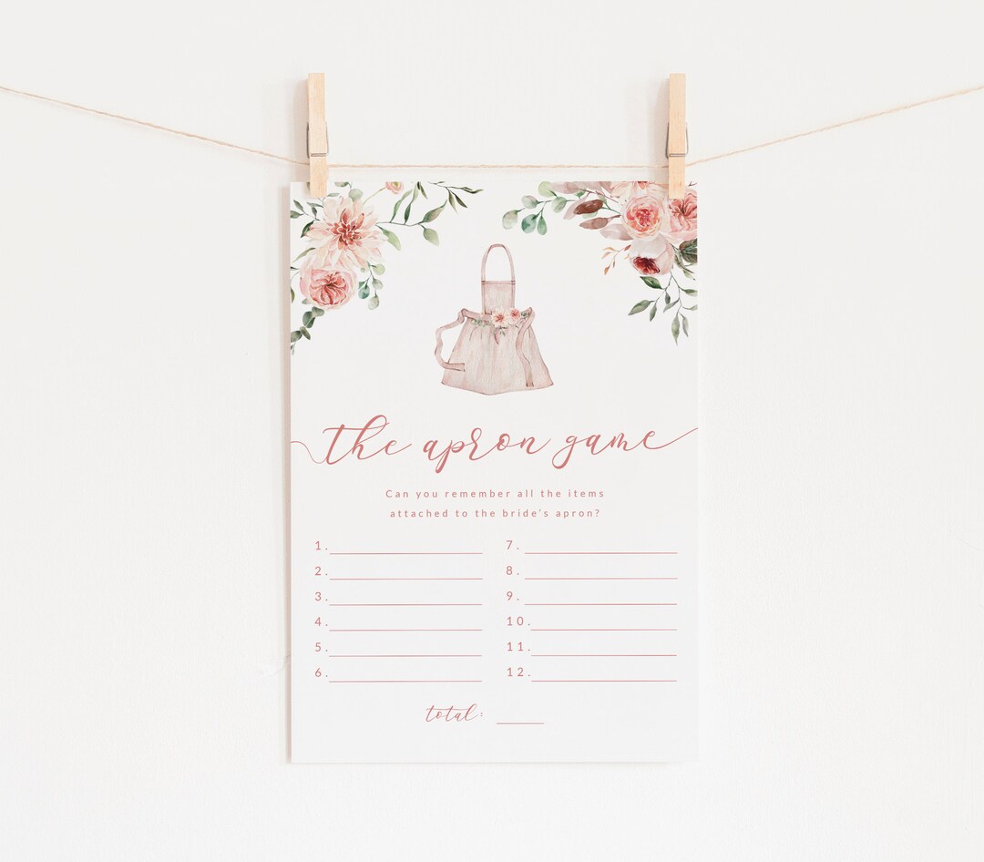 Bridal Shower Apron Game Printable - Kitchen Themed Bridal Shower Games ...