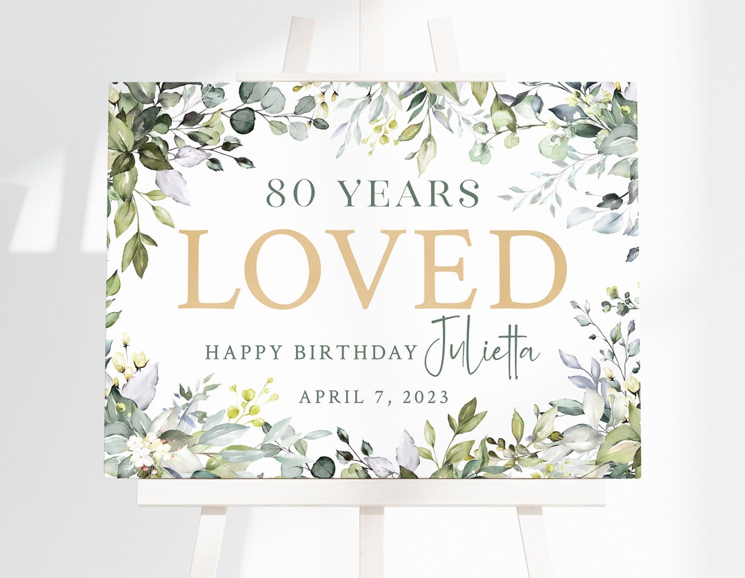 Rustic Greenery Birthday Party Sign - Printable Happy Birthday Sign ...