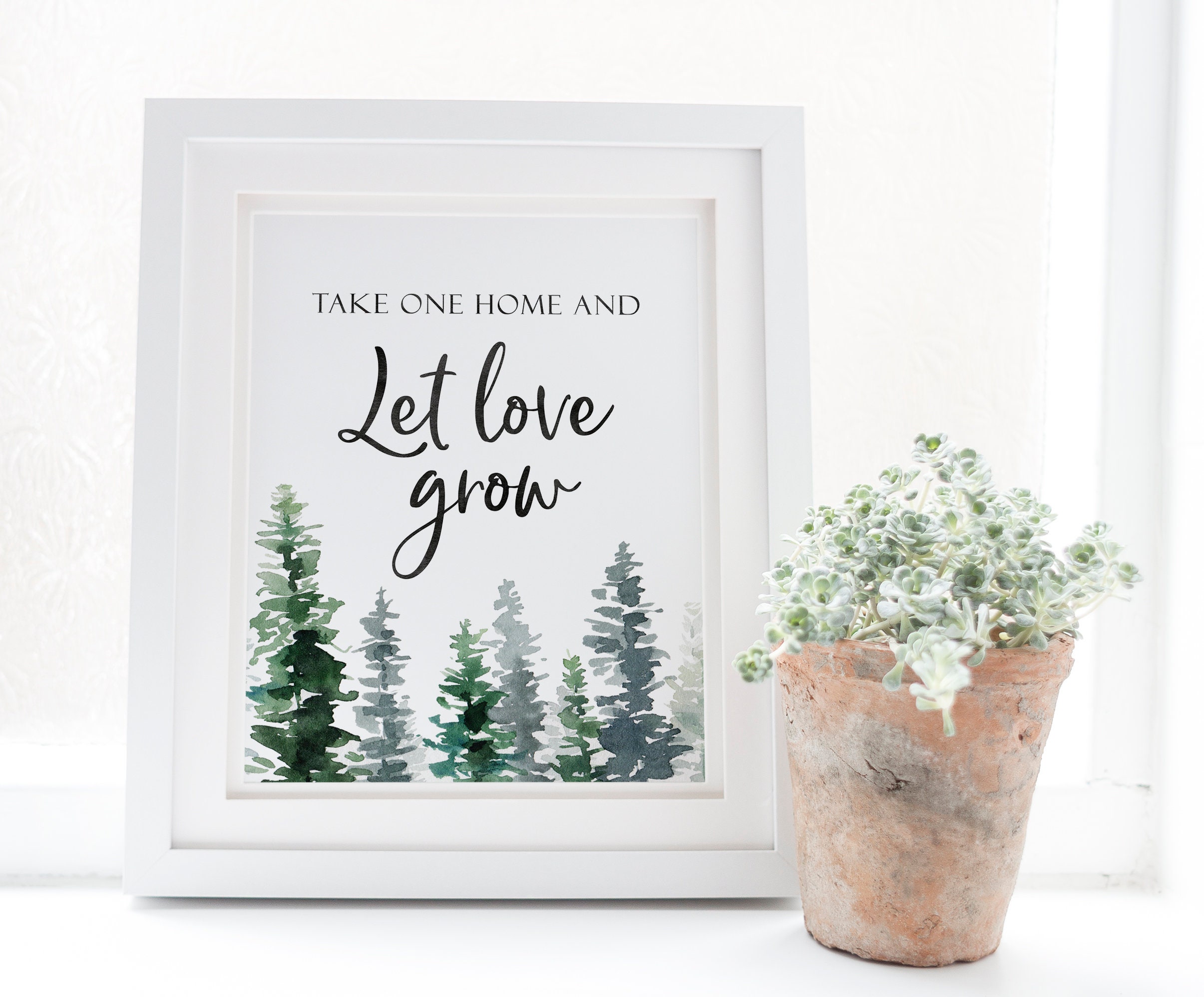 Let Love Grow Sign - Tree Favors Sign - Plant Favors Sign - Take One ...