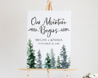 Let the Adventure Begin, Adventure Begins Wedding Welcome Sign Rustic ...