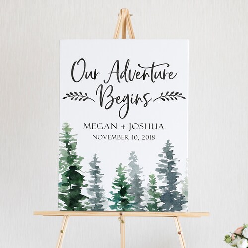 Our Adventure Begins Wedding Welcome Sign Rustic Mountain - Etsy