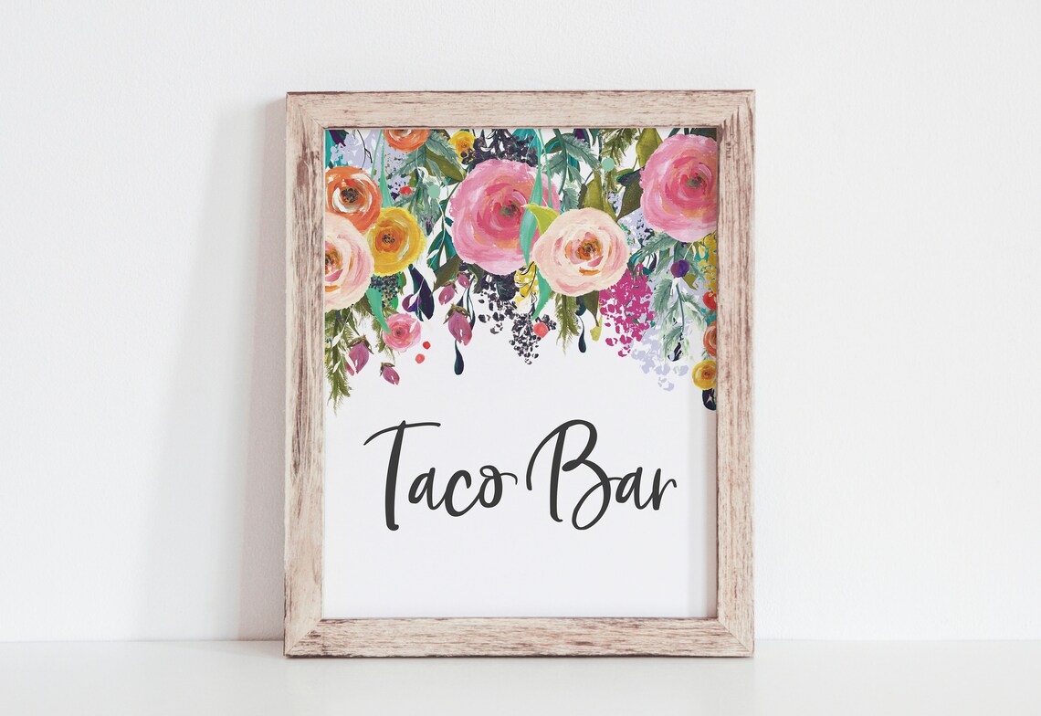 Taco Bar Sign Taco Station Printable Birthday Party | Etsy