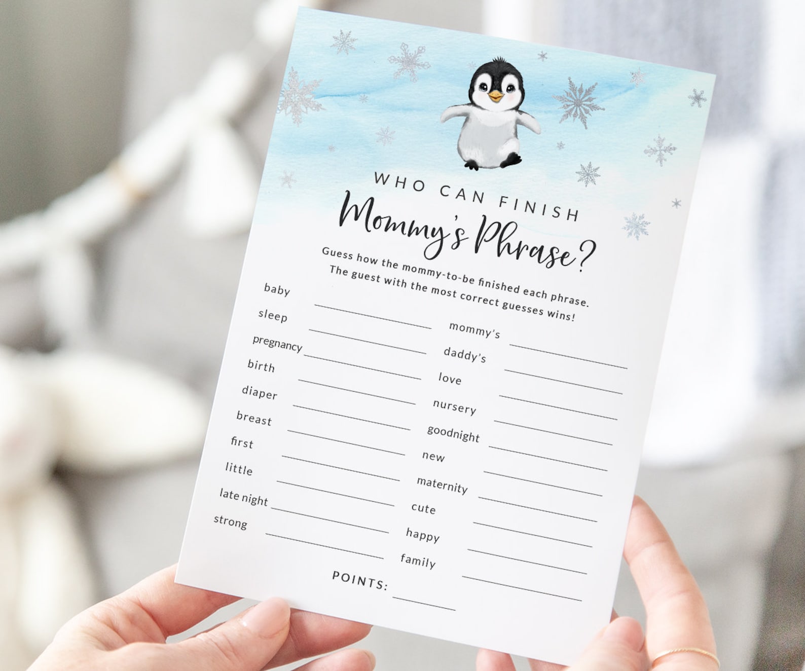 Printable Penguin Baby Shower Game Who Can Finish - Etsy