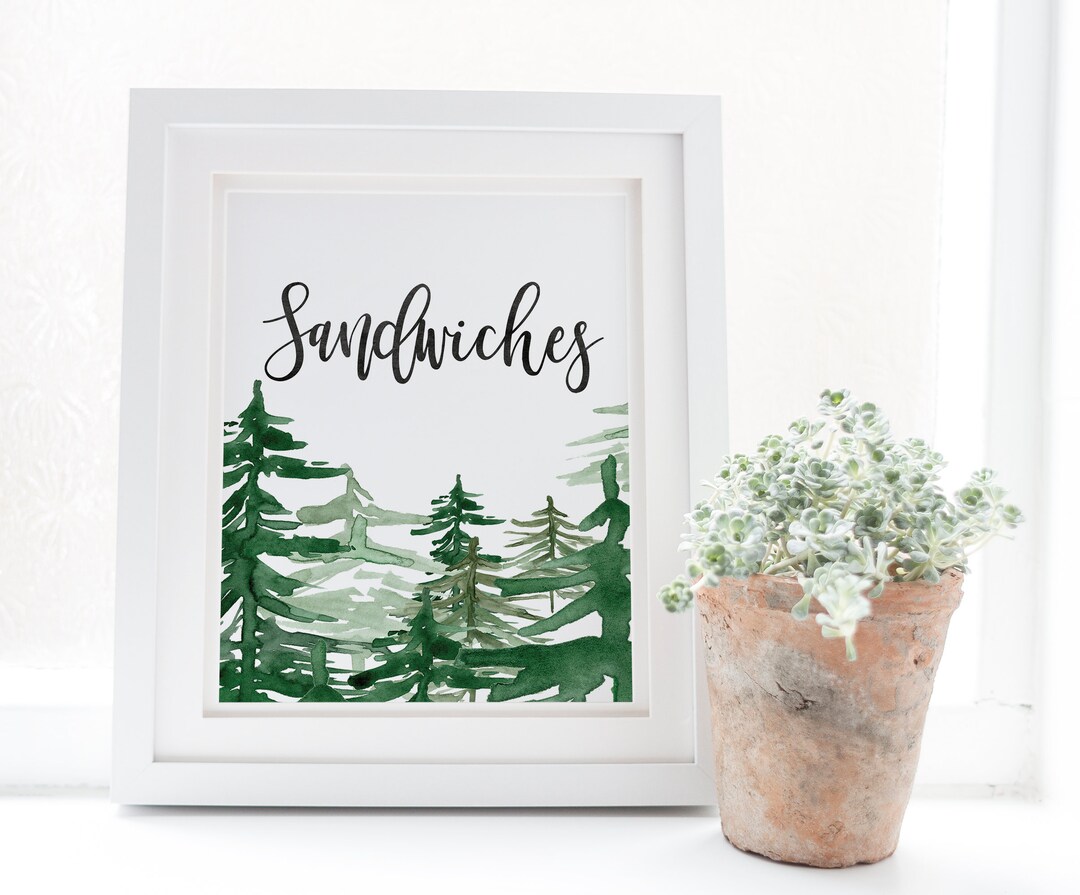 Sandwich Bar Sign - Woodland Baby Shower Decor - Outdoor Wedding Signs ...