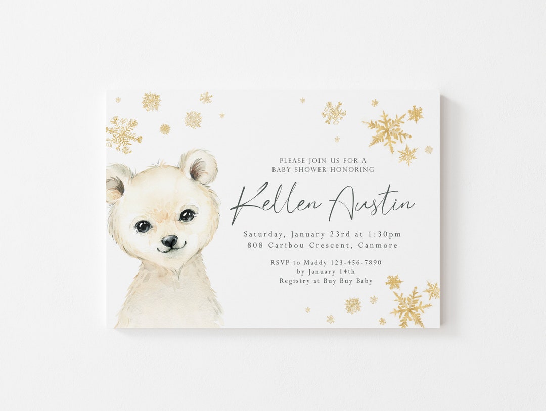 Polar Bear Baby Shower Printable Invite - Polar Animals Baby Shower ...