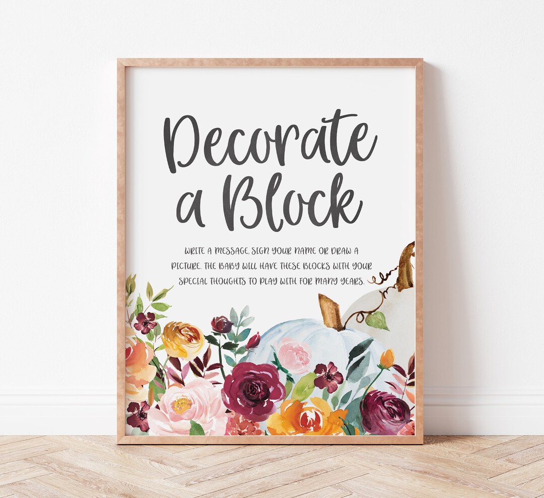 Decorate a Block for Baby Sign - Fall Baby Shower Decorations - A ...