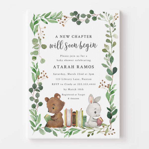 Reading Theme Baby Shower Invitation - Etsy