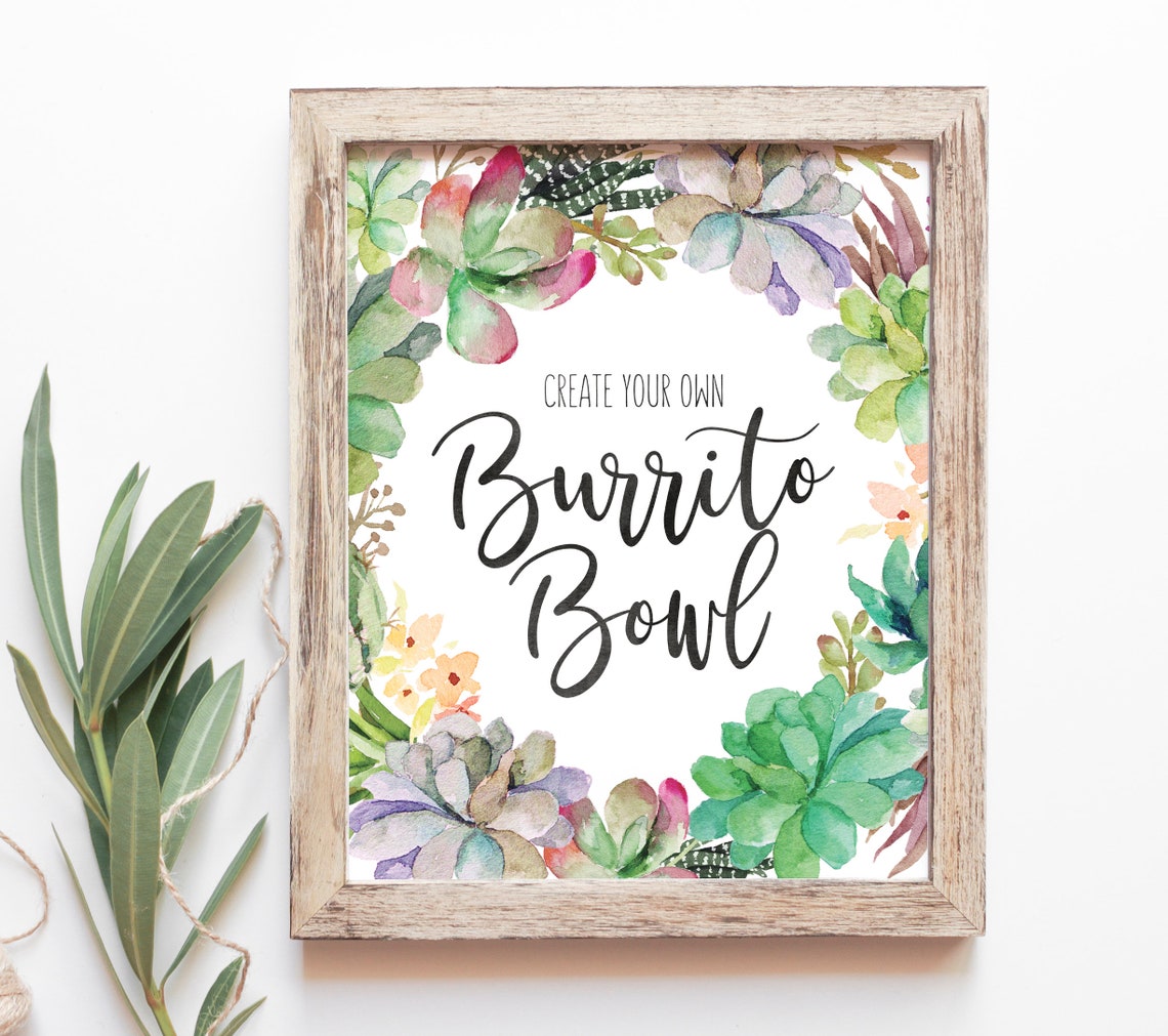 Fiesta Party Decor Burrito Bowl Bar Sign Make Your Own | Etsy