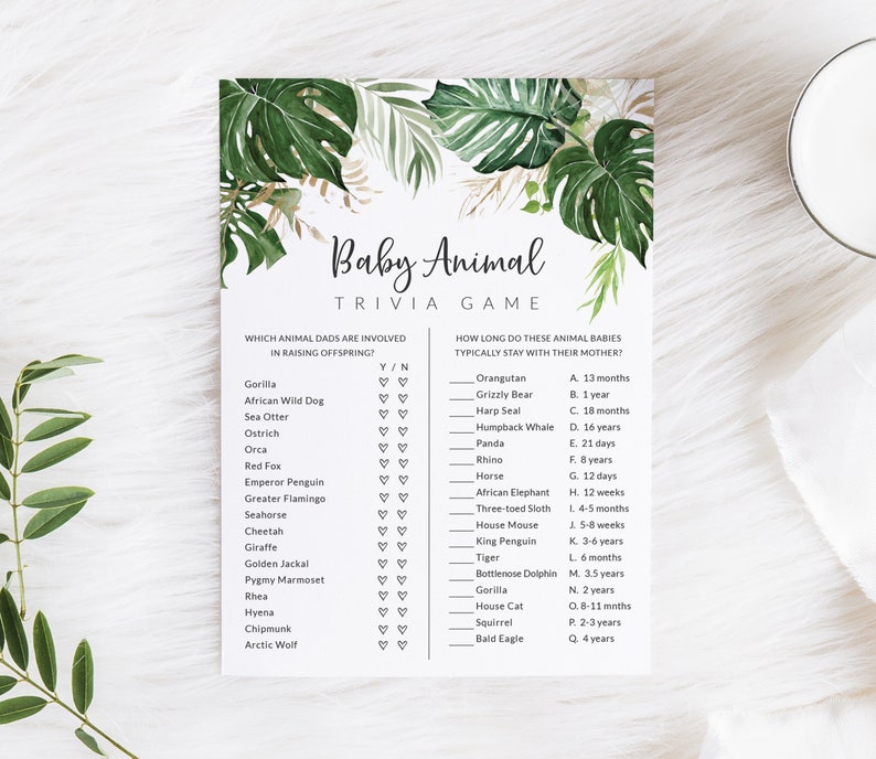 Tropical Baby Shower Game Package - Set of 12 Printable Games - Jungle ...