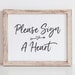 Please Sign a Heart Sign - Heart Guest Book Frame Sign - Wedding ...