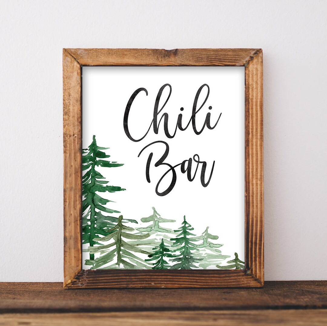 Chili Bar Sign - Chili Bar Printable - Mountain Party Decor - Mountain ...