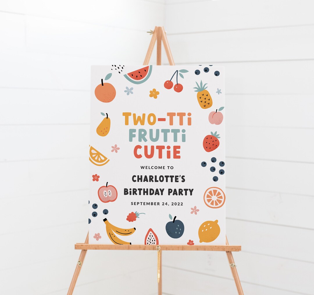 Two-tti Frutti Cutie Birthday Party Welcome Sign - Printable Welcome ...