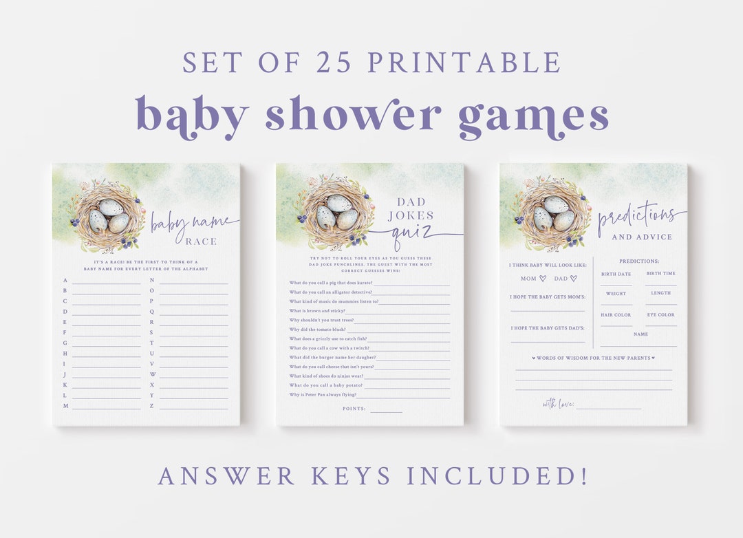 Bird Baby Shower Game Bundle - About to Hatch - Set of 25 Printable ...